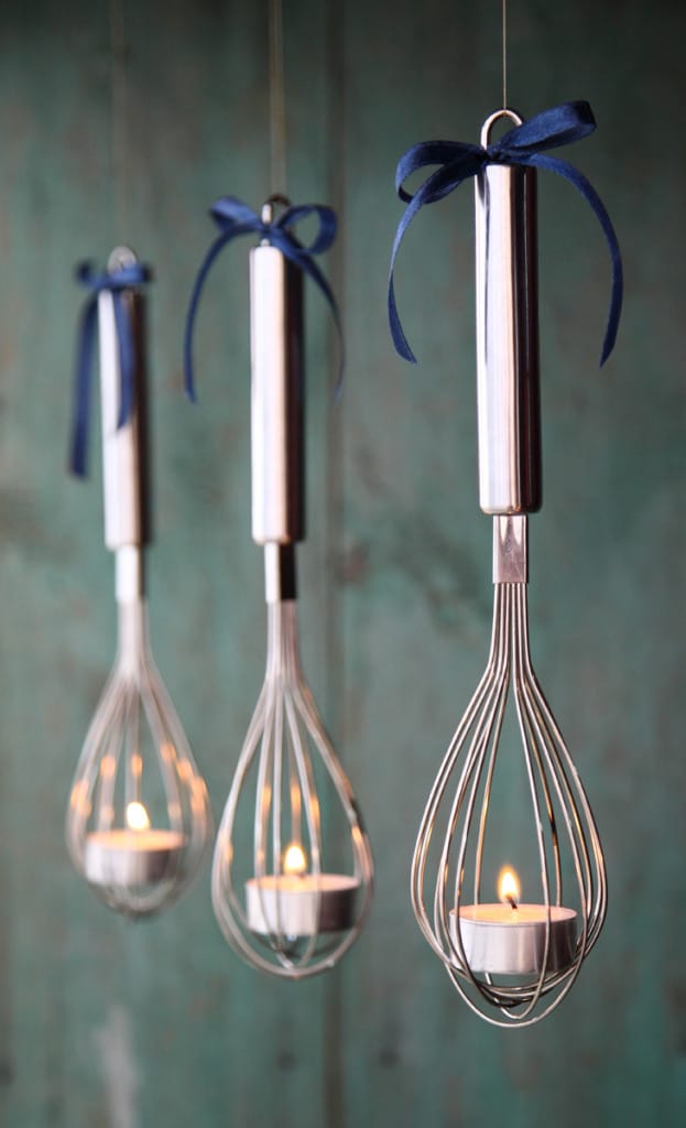 DIY hanging whisk tea light candle holder votive | party decor